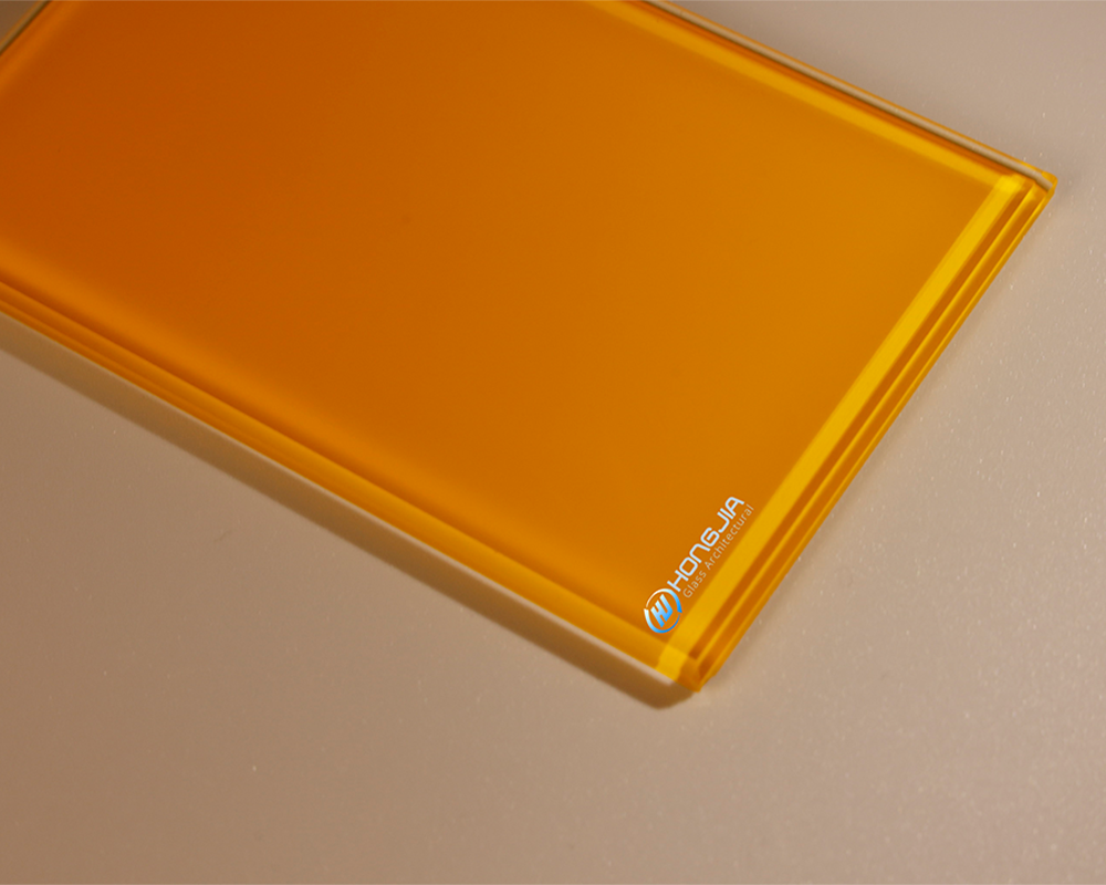 back painted orange glass (2) - HongJia Glass